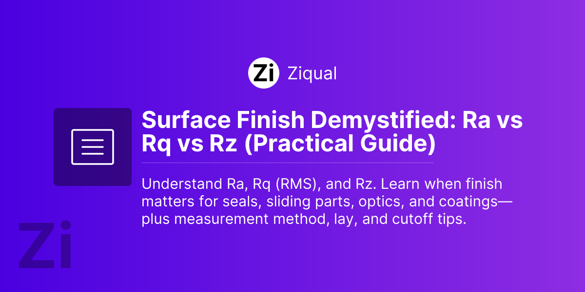 Surface Finish Demystified: Ra vs Rq vs Rz (Practical Guide) - Ziqual